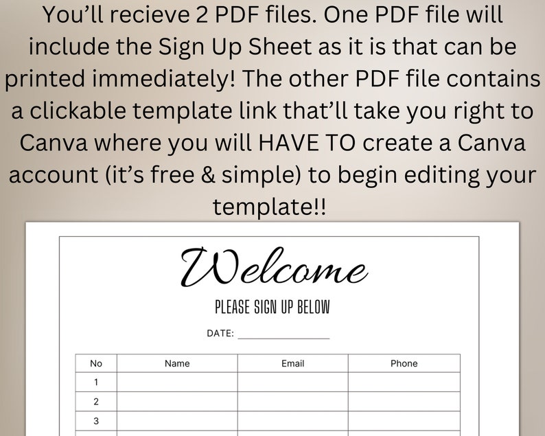 Minimalist Sign up Sheet | Editable | Printable | Sign up Template ...