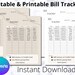 Monthly Bill Tracker Printable Editable Bill Log Template Bill ...