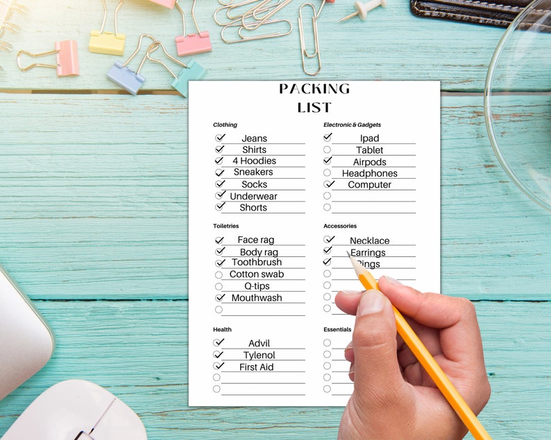 Travel Packing List | Printable | Editable | Vacation Check List ...