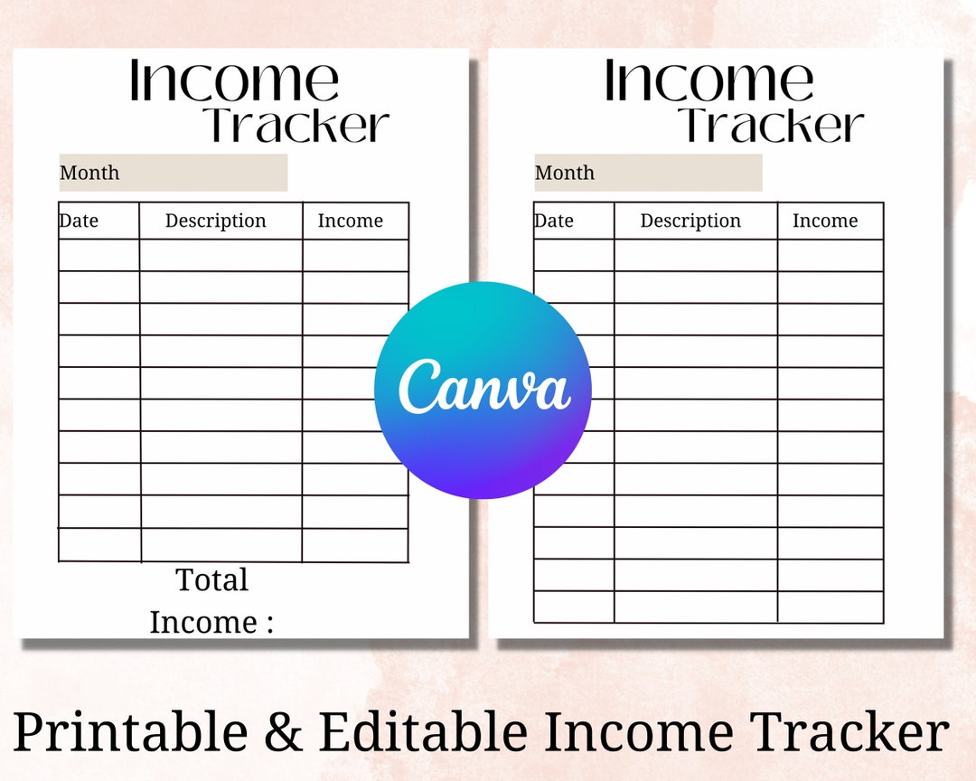 Side Hustle Income Tracker Printable Editable Canva Template Digital ...