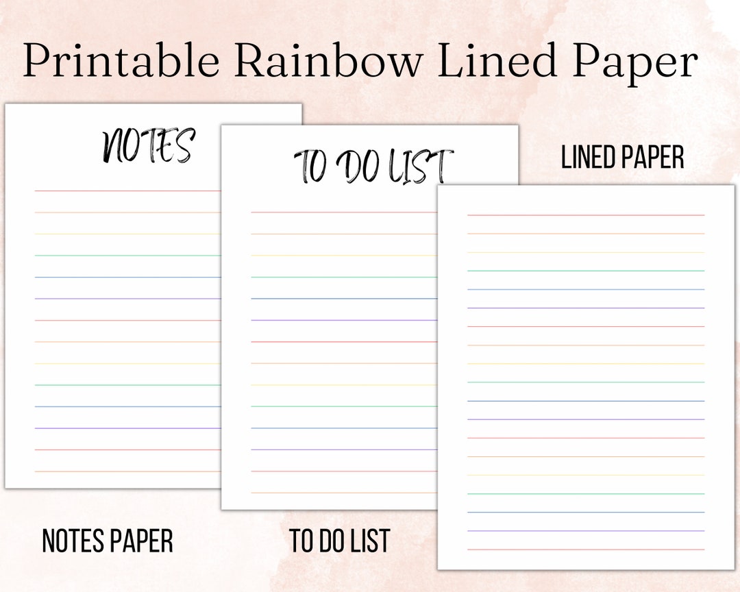 Printable Lined Paper | Rainbow Line Color | Notes Page | to Do List ...