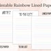 Printable Lined Paper Rainbow Line Color Notes Page to Do List Note ...