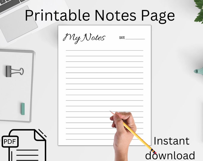 Printable & Digital Notes Template, Goodnotes, Lined Notes Template ...