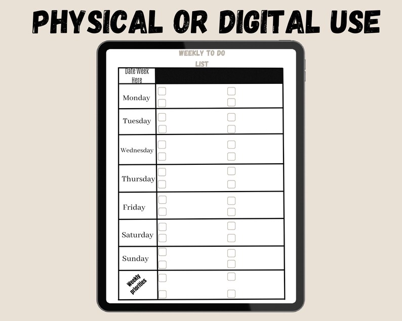 Weekly to Do List | Editable | Printable | Digital Download | Daily ...