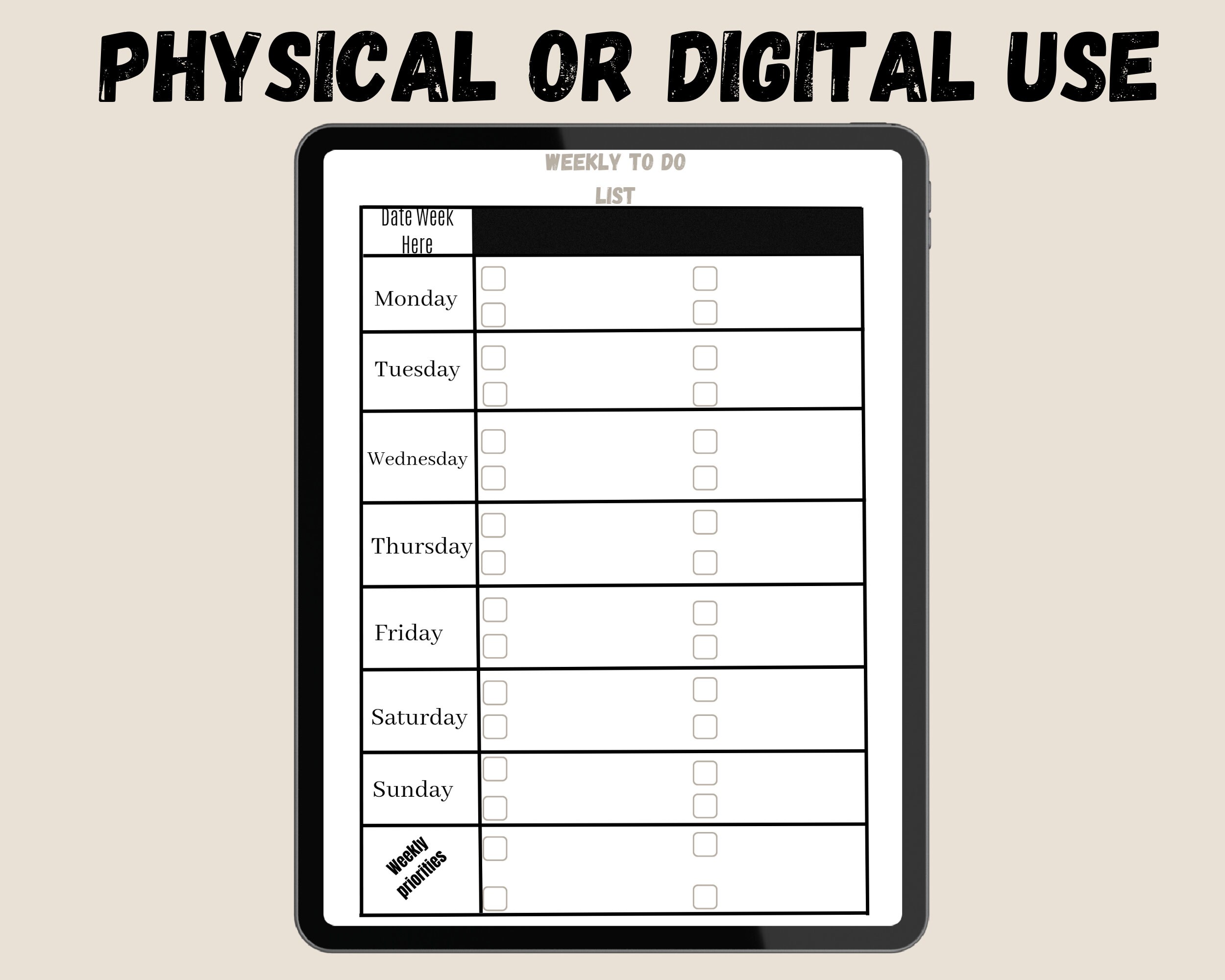 Weekly to Do List | Editable | Printable | Digital Download | Daily ...