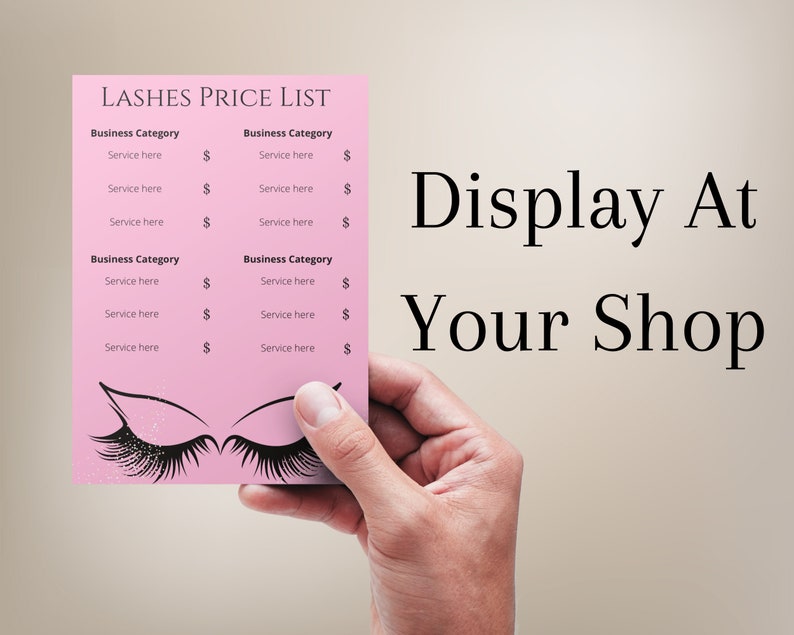 Editable Lashes Price List | Template | Printable | Instant Download ...
