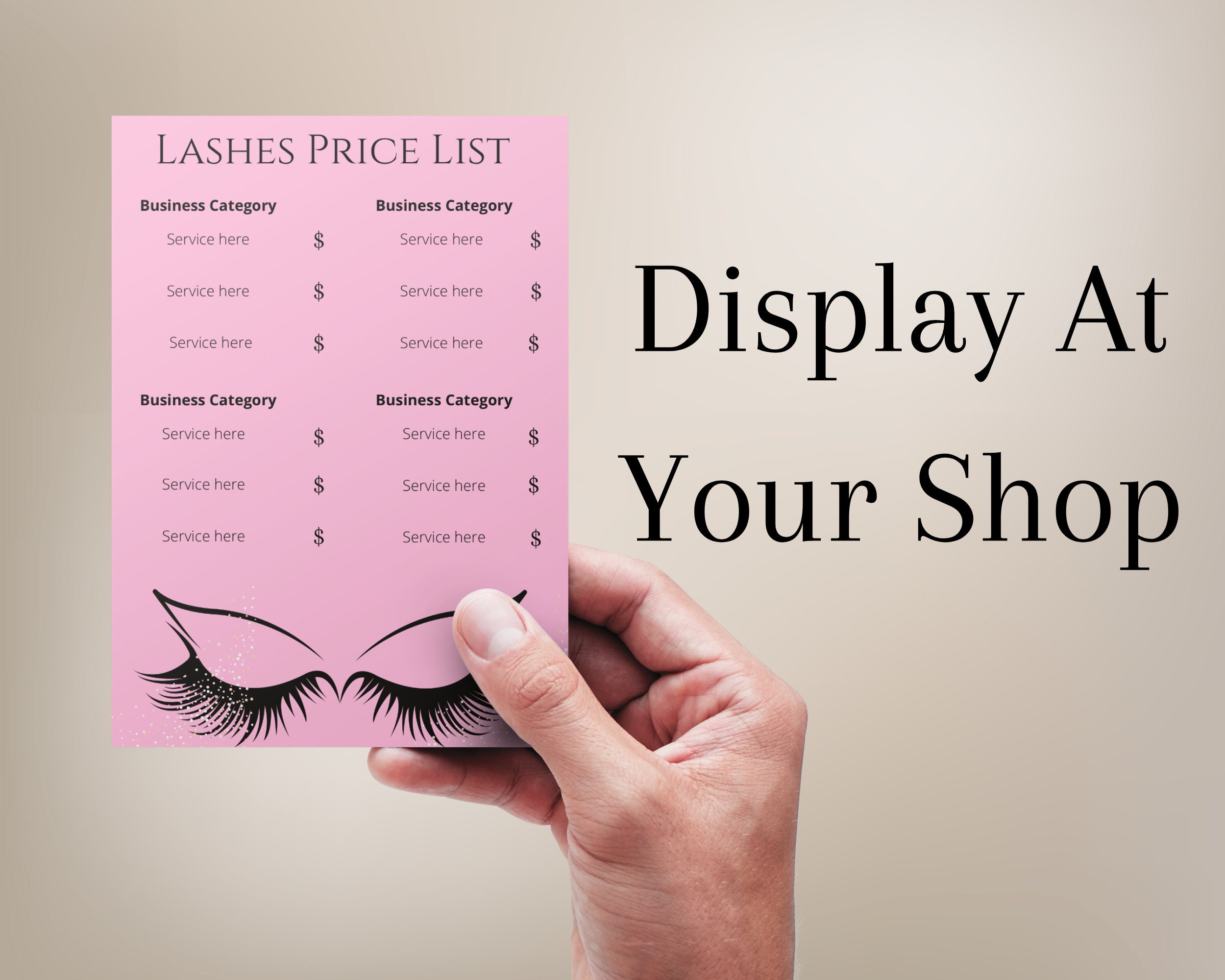 Editable Lashes Price List | Template | Printable | Instant Download ...