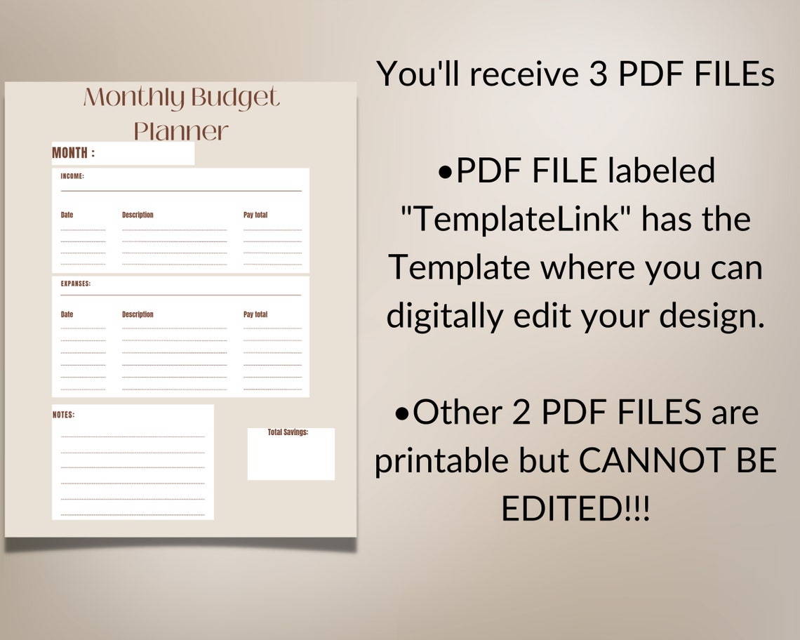 Digital Monthly Budget Planner Canva Template Editable Printable ...
