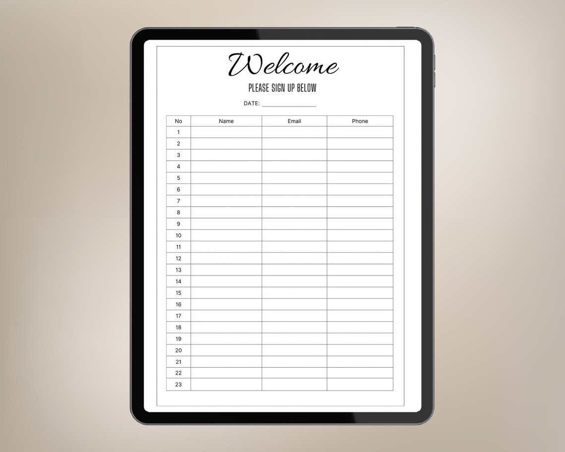Minimalist Sign up Sheet | Editable | Printable | Sign up Template ...