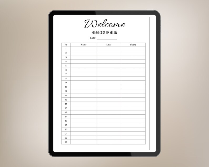 Minimalist Sign up Sheet | Editable | Printable | Sign up Template ...