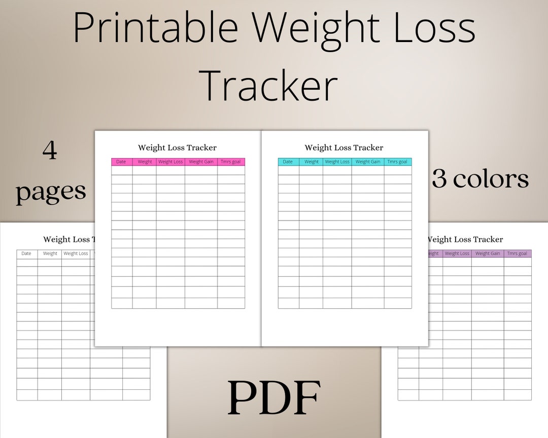 Printable Weight Loss Tracker Minimalist Planner Printable Tracker ...