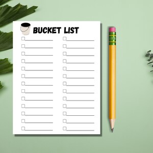 Editable Bucket List | Minimalist | Template | Printable | Instant ...