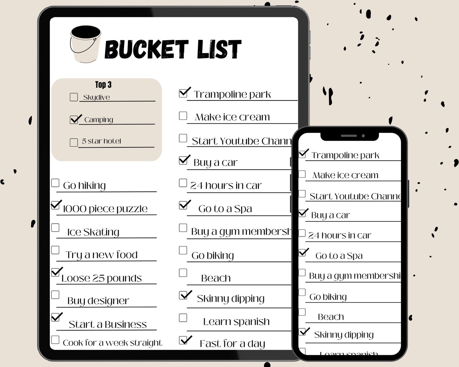 Editable Bucket List | Minimalist | Template | Printable | Instant ...