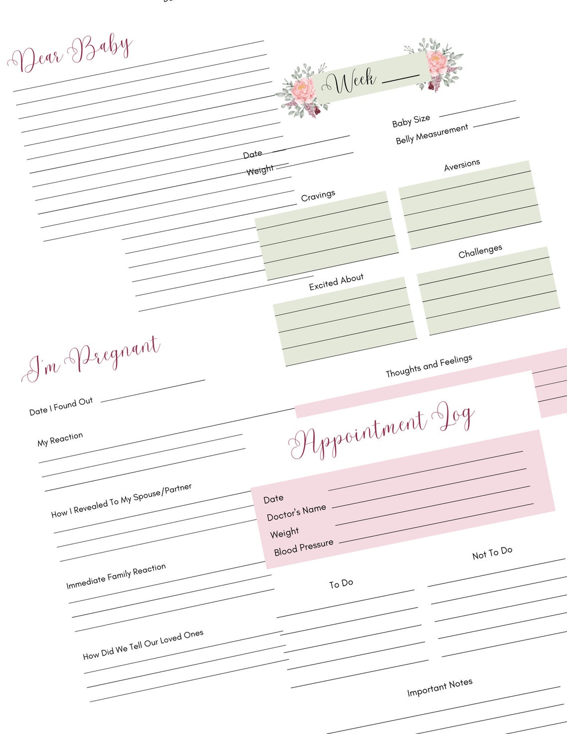 PRINTABLE - Pregnancy Diary Journal - Etsy