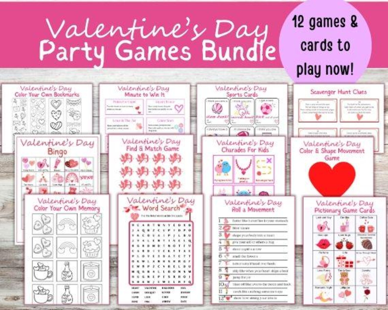 Valentine's Day Party Games Bundle / Class Valentines / Galentines Day ...