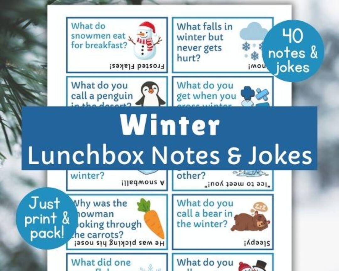 Winter Lunchbox Notes | Lunchbox Jokes | School Lunch Notes | Lunchbox ...