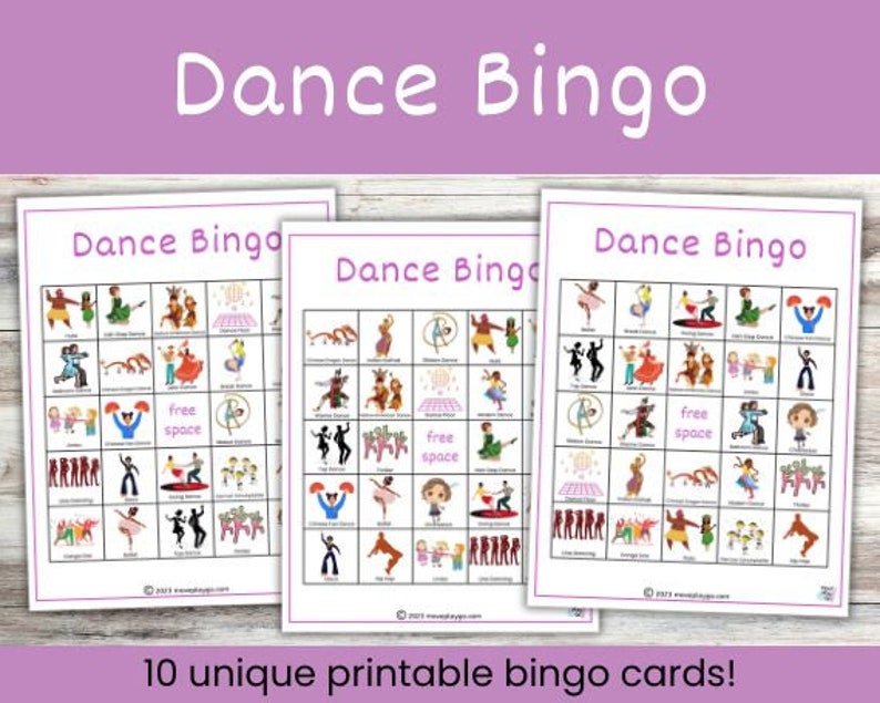 Dance Bingo, Dance Bingo Game, Dancing Bingo, Bingo Game for Dancers ...