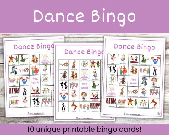 Dance Bingo, Dance Bingo Game, Dancing Bingo, Bingo Game for Dancers ...
