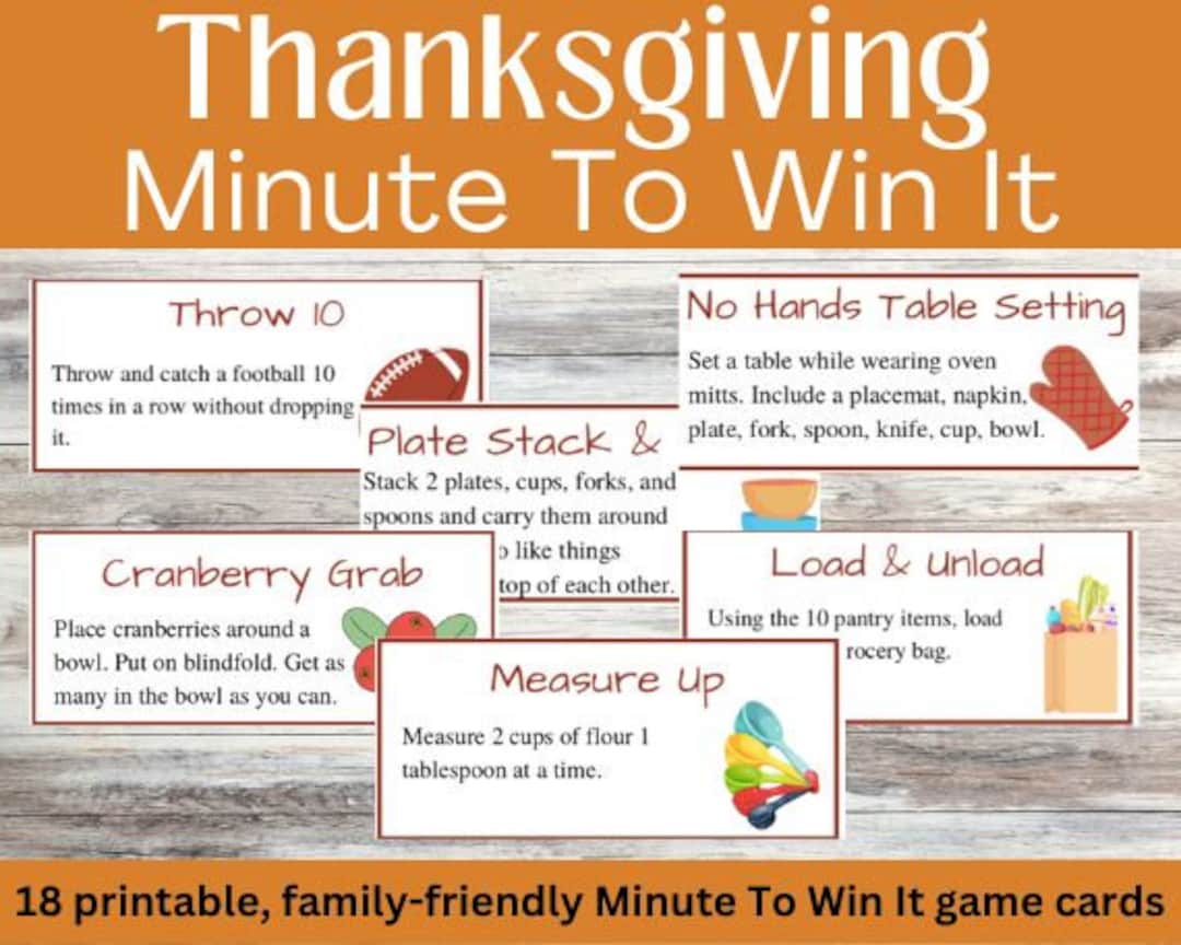 Thanksgiving Minute to Win It, Thanksgiving Game, Thanksgiving Party ...