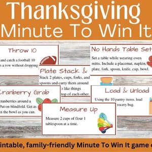 Thanksgiving Minute to Win It, Thanksgiving Game, Thanksgiving Party ...
