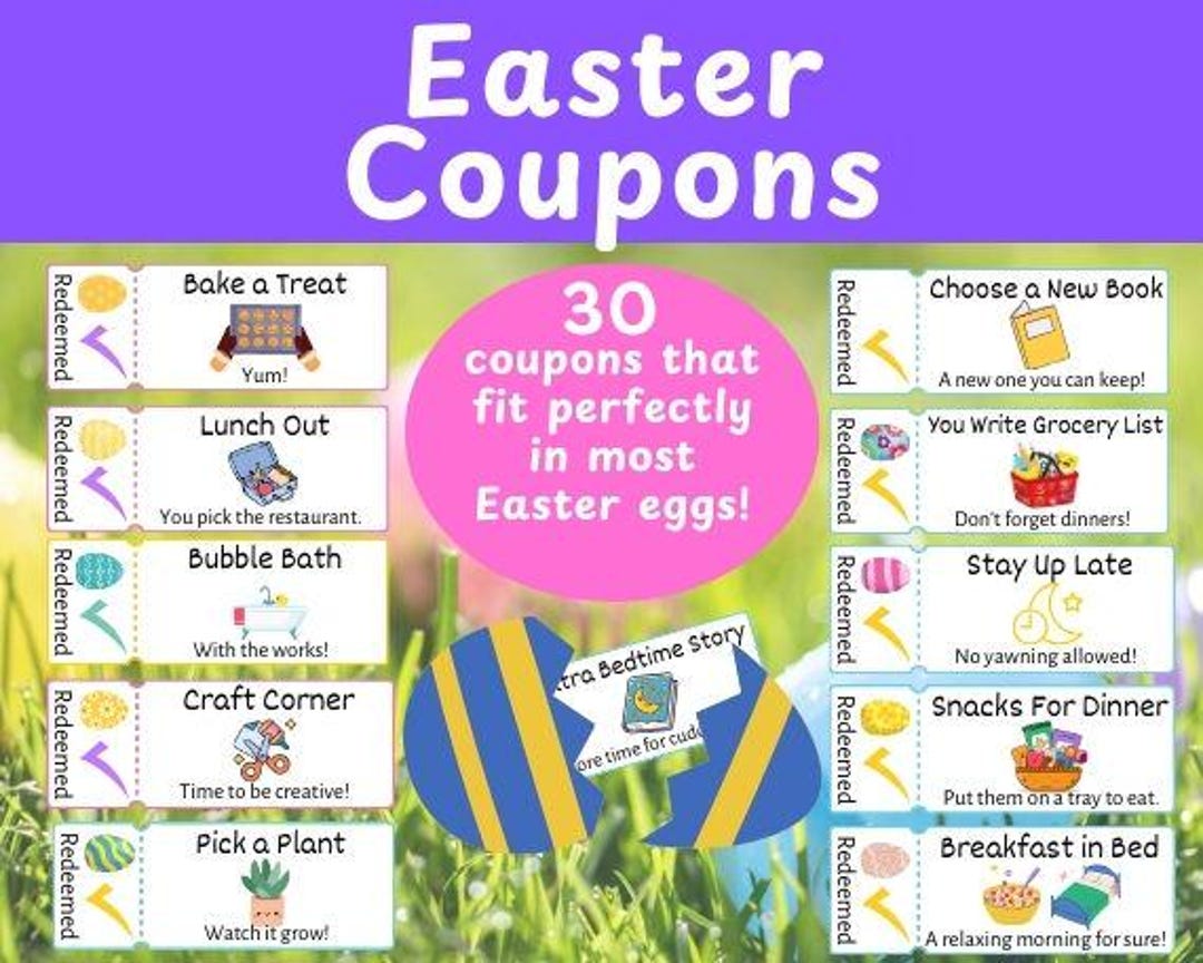 Easter Coupons / Easter Egg Coupon / Easter Egg Tokens / Family Games ...