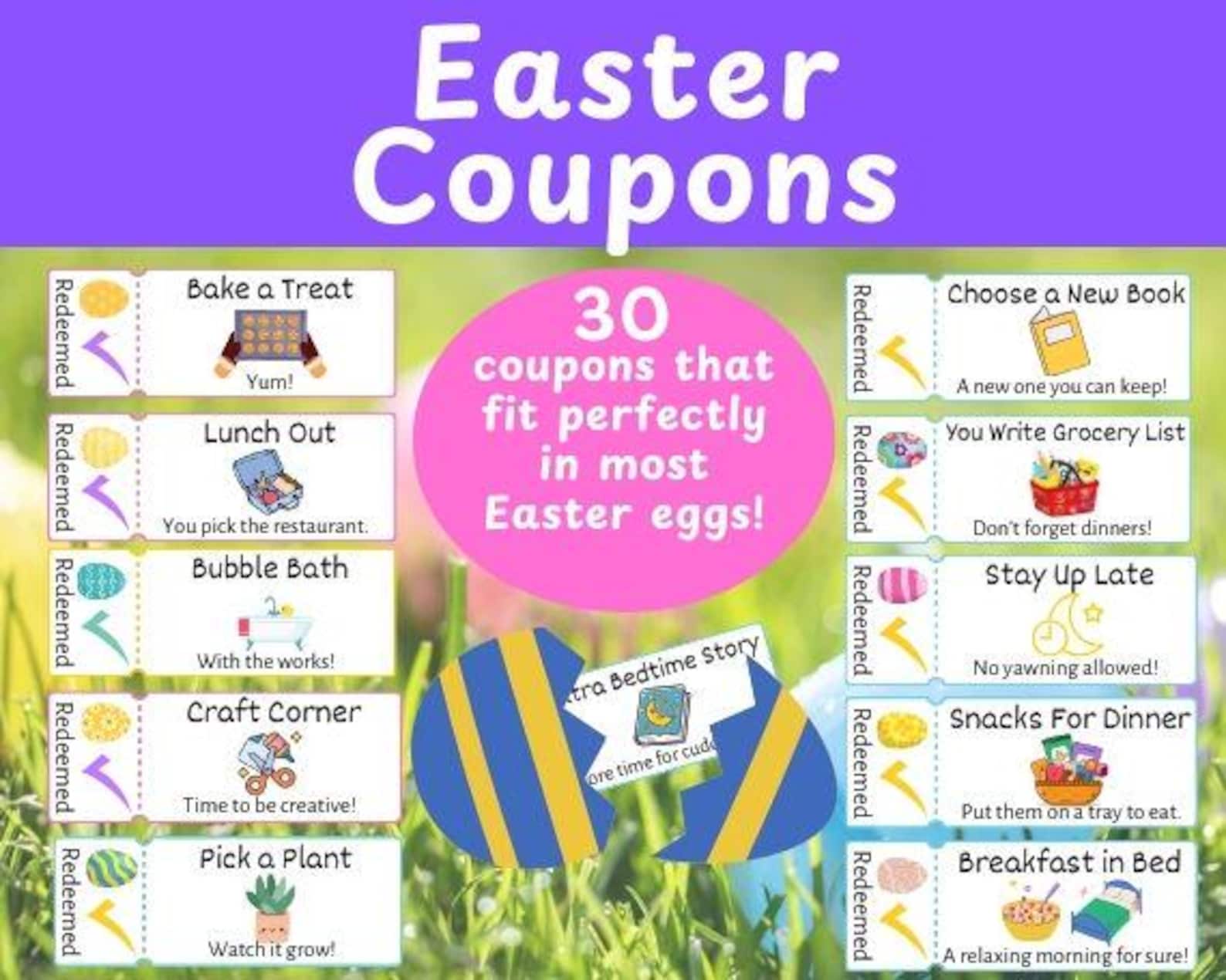 Easter Coupons / Easter Egg Coupon / Easter Egg Tokens / Family Games ...