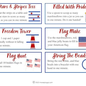 4th of July Minute to Win It Cards, Family Game Night, 4th of July ...