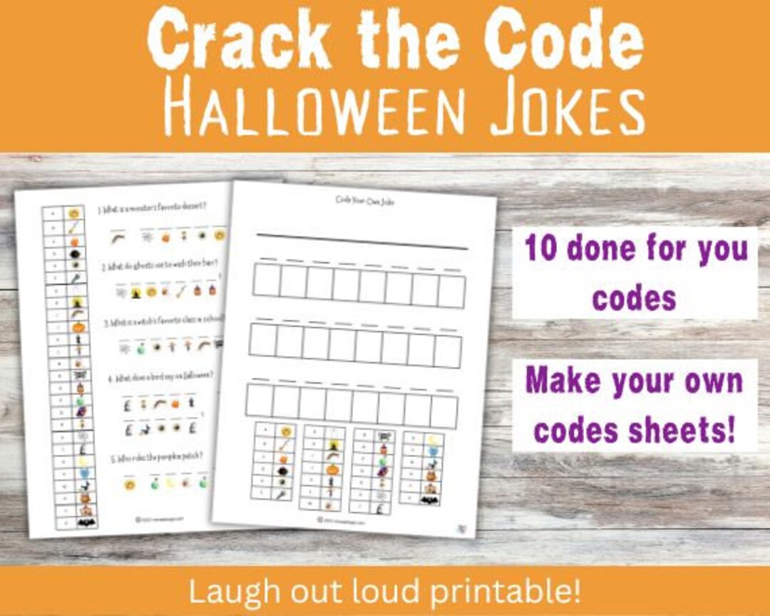 Crack the Code Halloween Jokes Printable, Halloween Game, Family Game ...