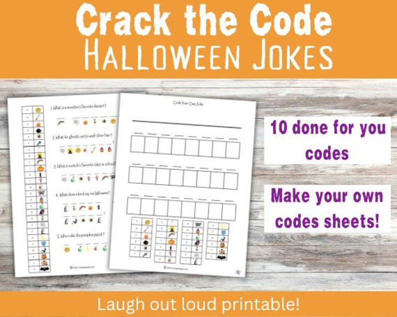 Crack the Code Halloween Jokes Printable, Halloween Game, Family Game ...