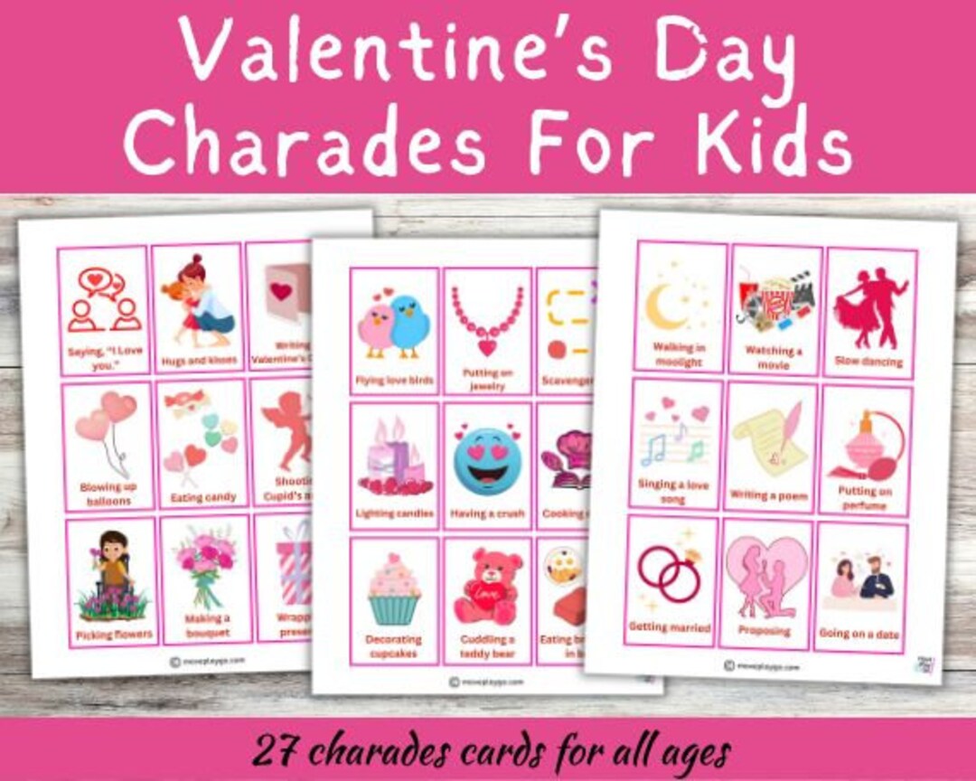 Printable Valentine's Day Charades for Kids - Etsy