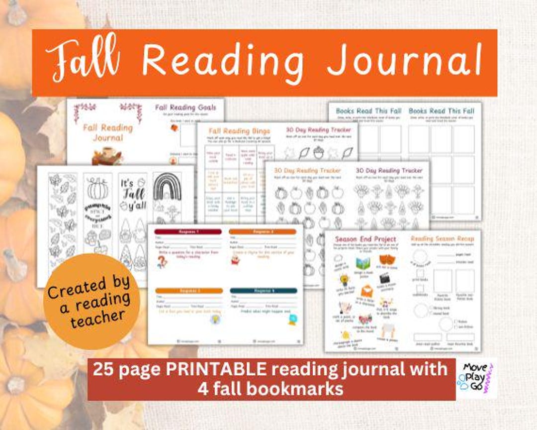 Fall Reading Journal Printable for Kids, Reading Challenge, Fall ...