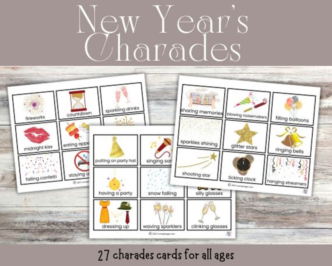 New Year's Charades for Kids - Etsy
