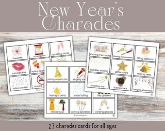 New Year's Eve Printable Charades Cards - Family Charades Game Cards ...