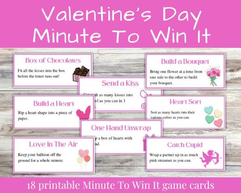 Valentine's Day Minute to Win It Game Cards - Etsy