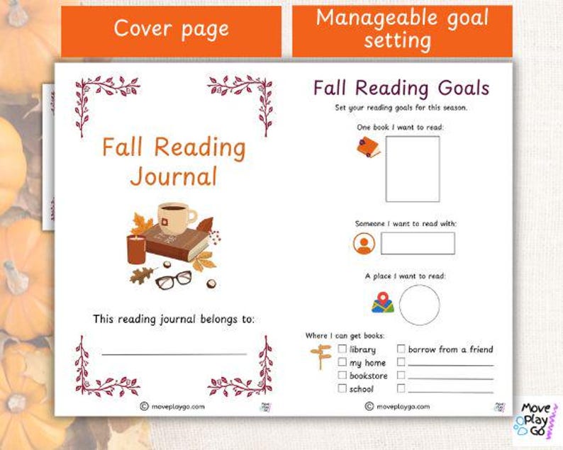 Fall Reading Journal Printable for Kids, Reading Challenge, Fall ...
