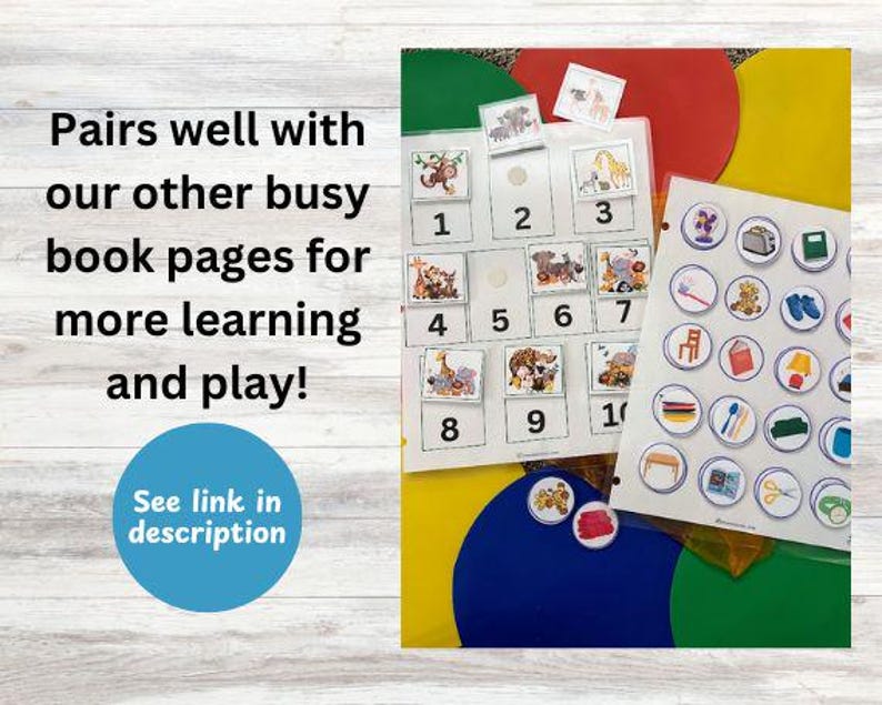 Matching Toddler Busy Book / Matching Worksheet / Quiet Book / Busy ...