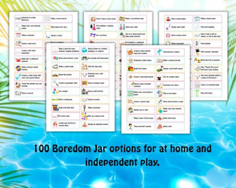 Summer Boredom Jar Printable / Summer Activity Challenge / Summer ...