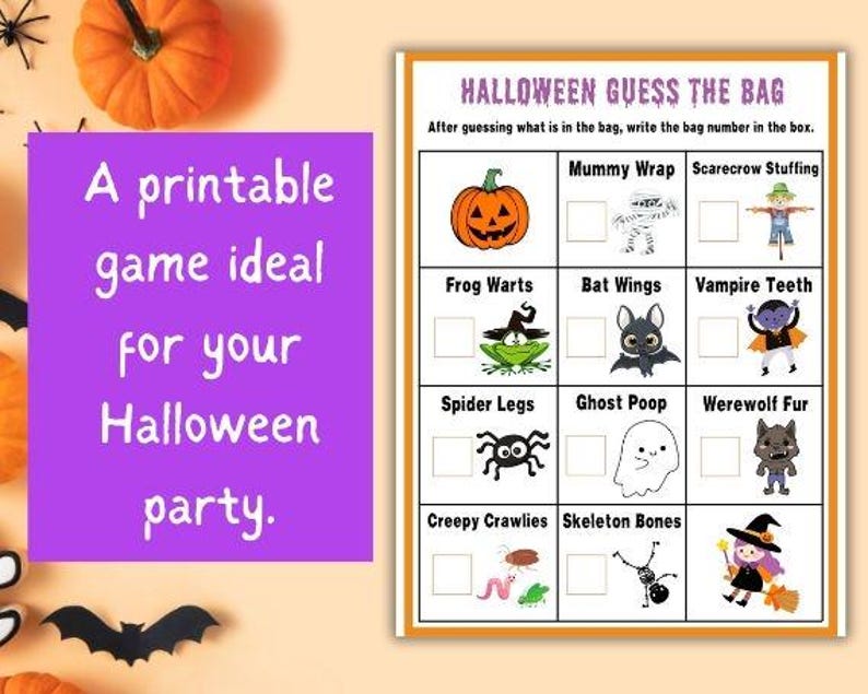 Halloween What's in the Bag Printable Game | Guess the Bag Game ...