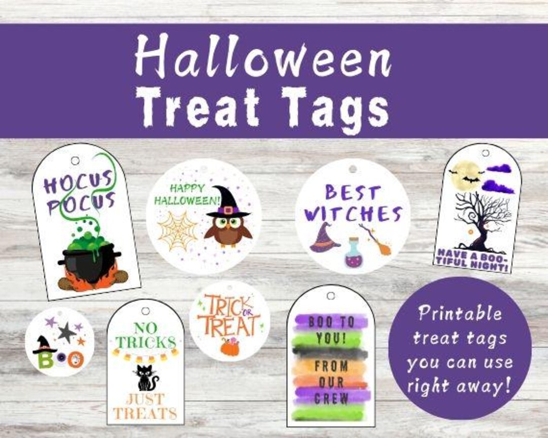 Halloween Treat Tag, Treat Tags, Treat Bag Tags, Trick or Treat Tag ...