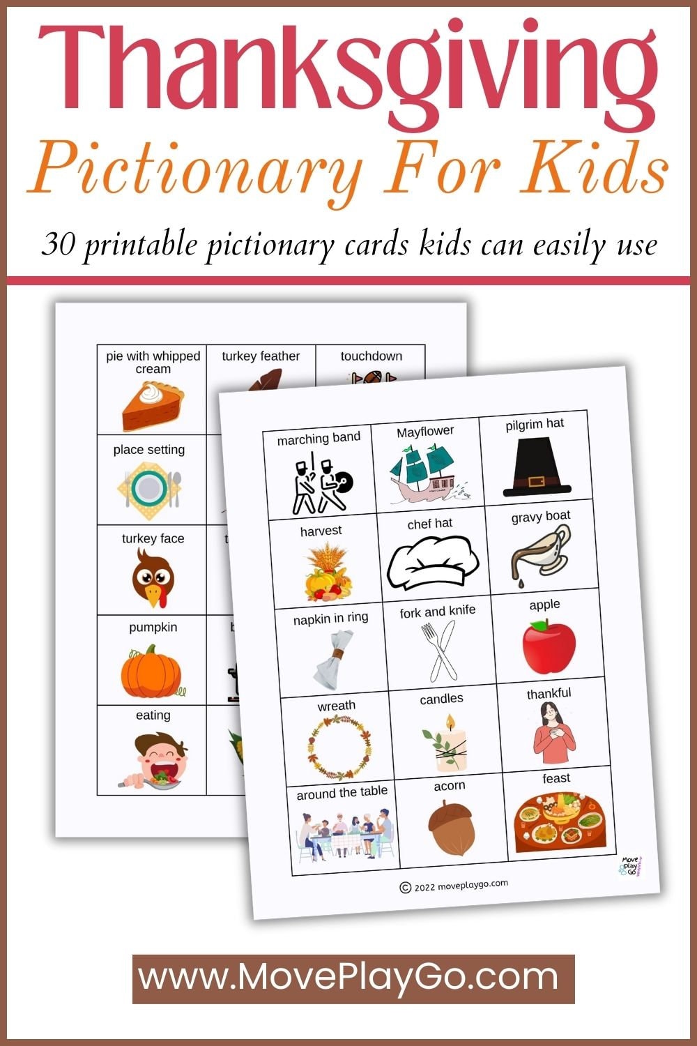 Thanksgiving Pictionary Game, Thanksgiving Table Games, Thanksgiving ...