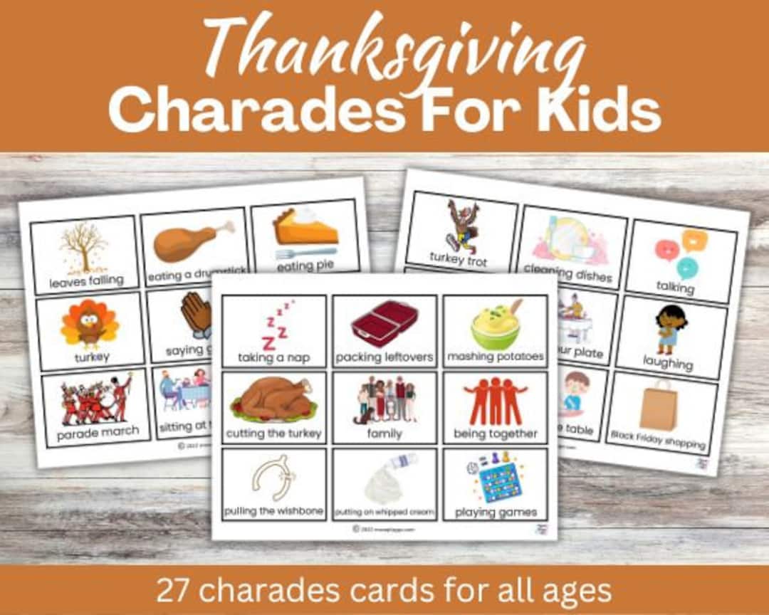 Printable Thanksgiving Charades for Kids - Etsy Australia