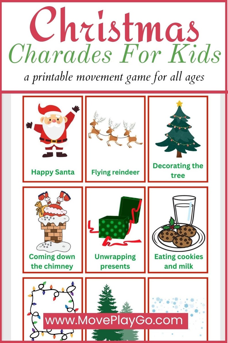 Printable Christmas Charades for Kids, Christmas Games Printable ...