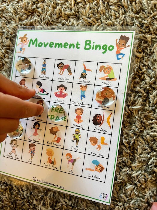 Movement Bingo, Bingo for Kids, Printable Bingo Cards, Bingo Game for ...