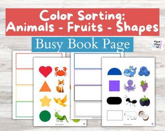 Matching Toddler Busy Book / Matching Worksheet / Quiet Book / Busy ...
