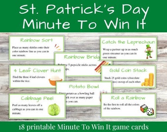 St Patrick's Day Minute to Win It Printable Game Ideas With Supply List ...