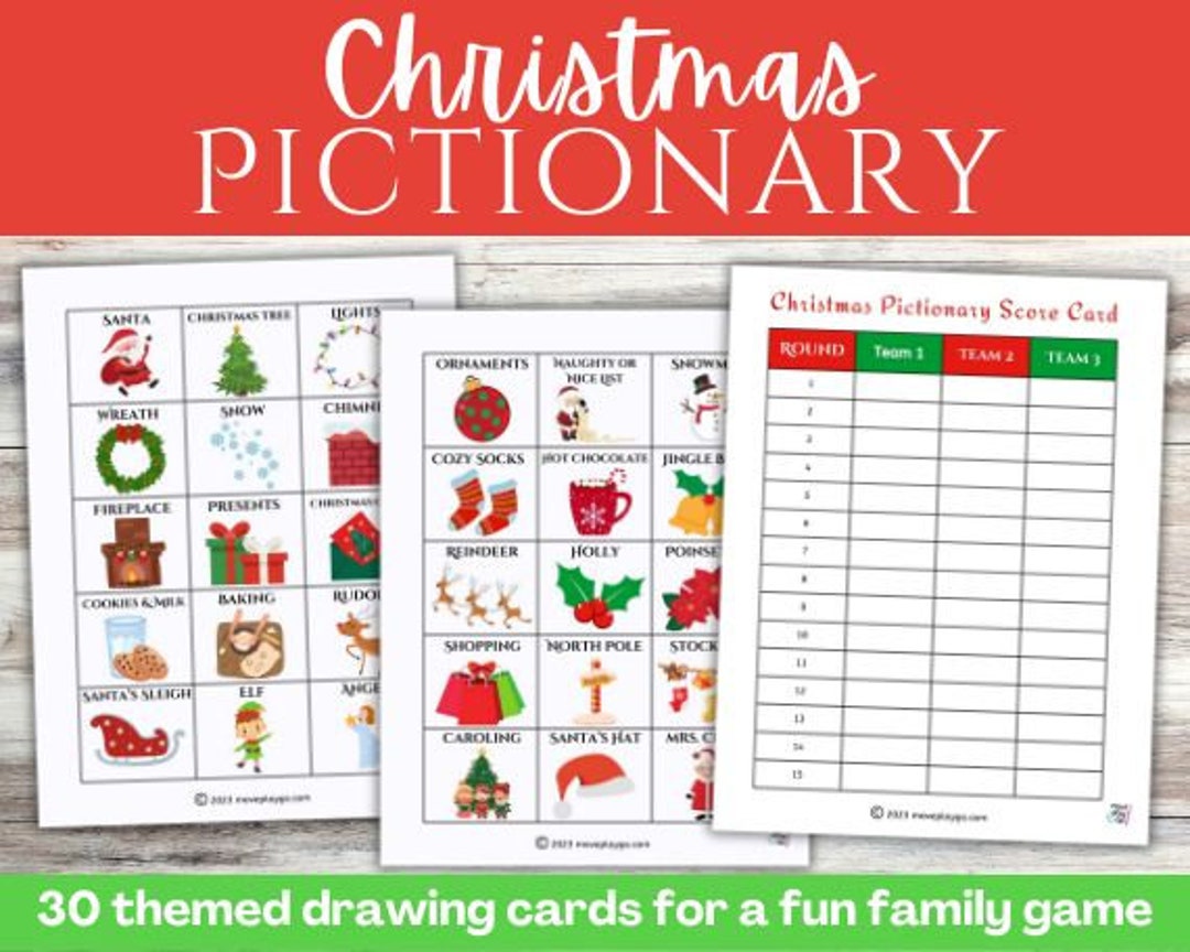 Christmas Pictionary Game for Kids, Christmas Games Printable ...