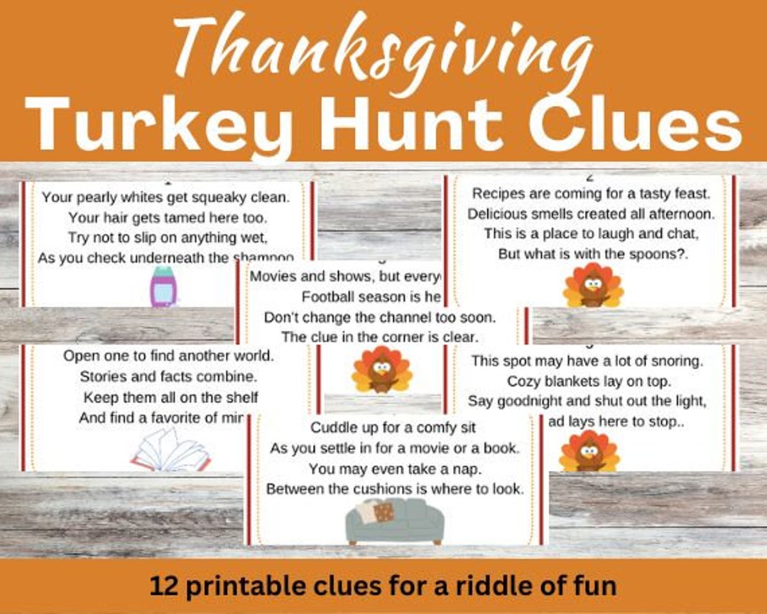 Thanksgiving Turkey Hunt Clues - Etsy
