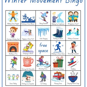 Winter Movement Bingo - Etsy