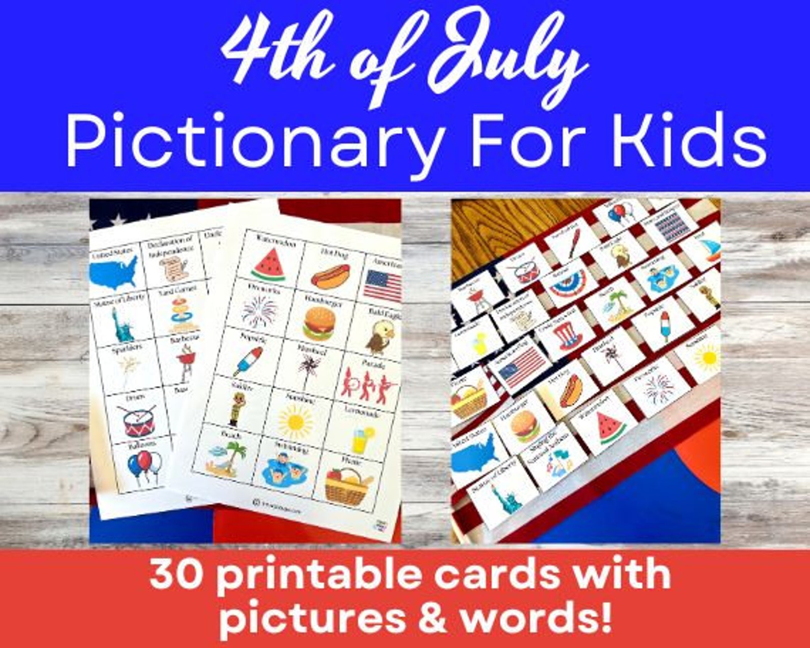 Fun 4th of July Pictionary Game for Kids, Independence Day Activity ...