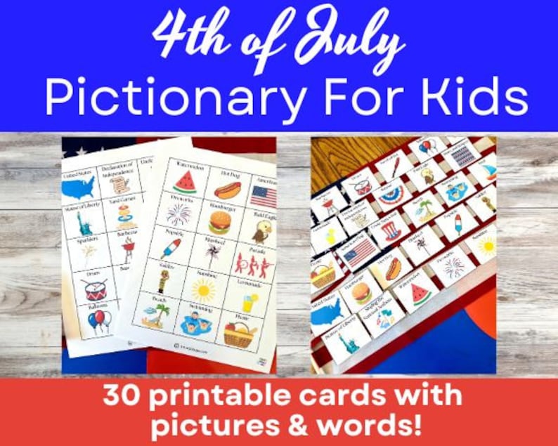 Fun 4th of July Pictionary Game for Kids, Independence Day Activity ...